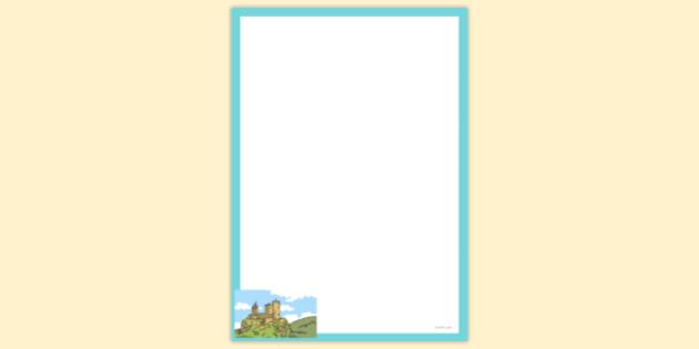 FREE! - Simple Blank Landmark Castle Page Border | Page Borders