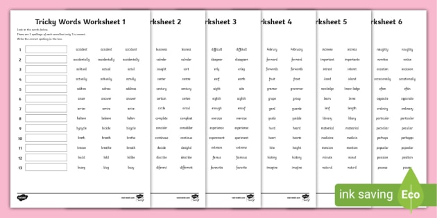 * NEW * LKS2 Tricky Words Spelling Activity Sheets