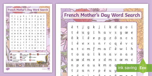 👉 French: Mother's Day Word Search (teacher made)