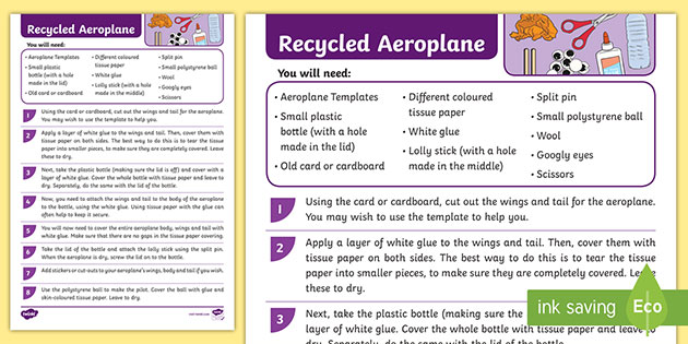 Make an Aeroplane with Recycled Materials Craft Instructions