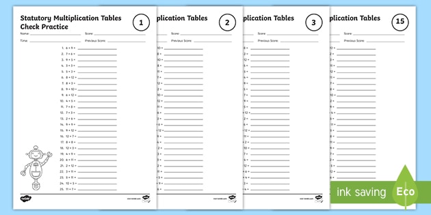 Y4 Multiplication Tables Check Practice Sheets Activity Pack