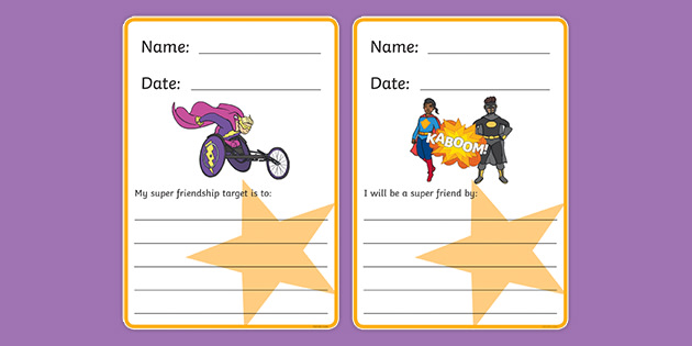 My Friendship Targets And 'I Will Be A Good Friend' Superhero Themed ...