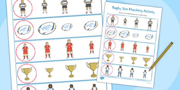 Rugby Size Matching Worksheets (teacher made)