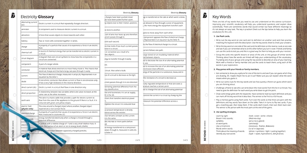 GCSE Physics: Electricity Glossary | Beyond (teacher made)