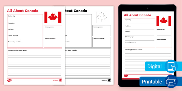 All About Canada Research Activity (teacher made)