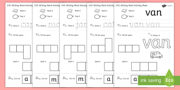 CVC Writing Word Worksheet / Worksheets A (teacher made)
