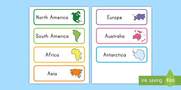 Continents of the World Word Cards (teacher made)
