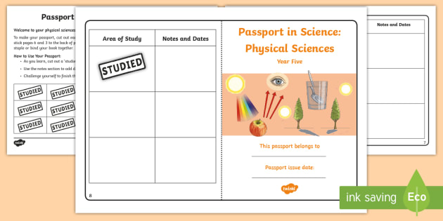 Year 5 Physical Sciences Passport Booklet