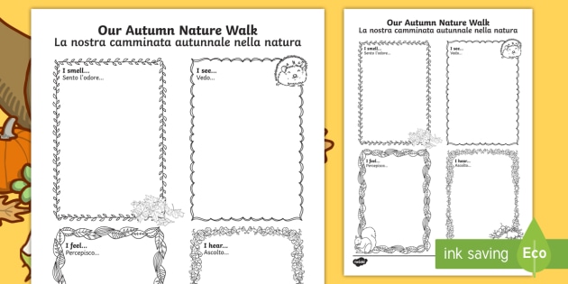 Our Autumn Nature Walk Writing Frame Italian/English