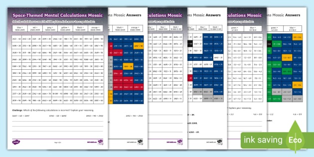 👉 UKS2 Space-Themed Mental Calculations Maths Mosaic