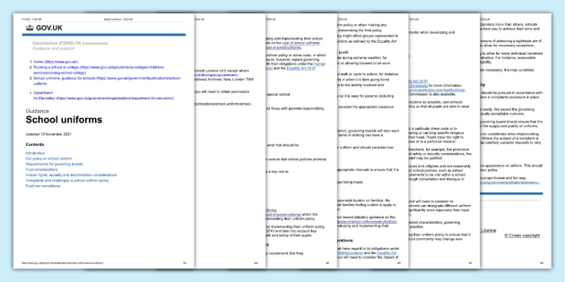 School Uniform Adult Guidance