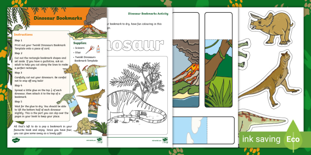 FREE! - Dinosaur Bookmarks Craft (teacher made)