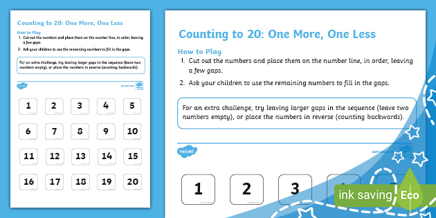 👉 Counting to 20: One More, One Less Activity (Ages 5 - 6)
