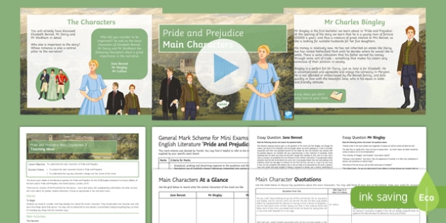 GCSE Pride and Prejudice Main Characters Lesson Pack 2.