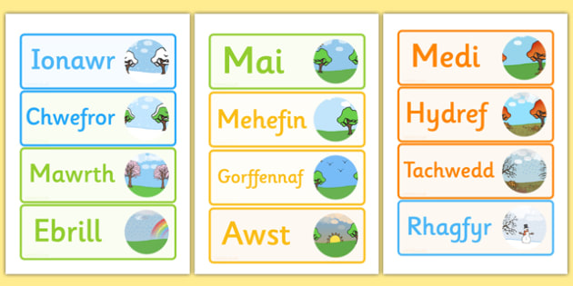 Months in Welsh Word Cards (Teacher-Made)