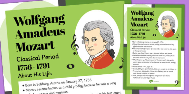 Wolfgang Amadeus Mozart Display Poster (teacher made)