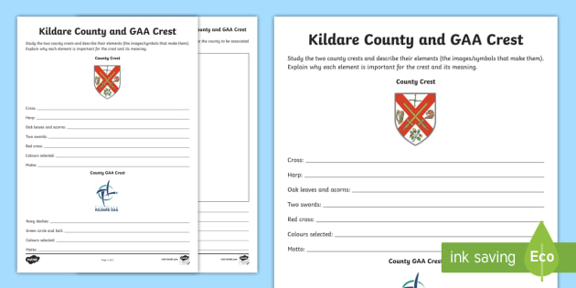 Kildare County and GAA Crest Worksheet / Worksheet