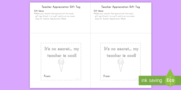 Teacher Appreciation Ice Cream Gift Tag - Teacher Appreciation Week ...