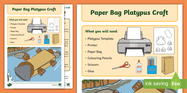 FREE! - Paper Bag Platypus Craft (teacher made)