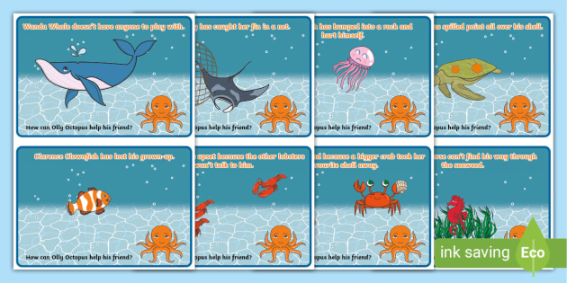 Sea Creatures Problem Scenario Cards (teacher made)
