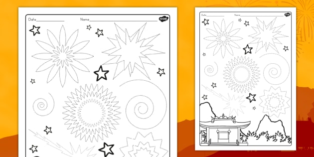 Chinese New Year Firework Pencil Control Worksheet - australia