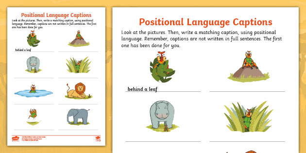 Bug's Big Trip: Positional Language Caption Writing Activity