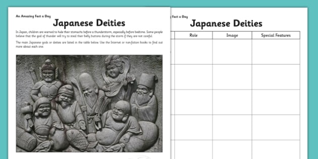 Japanese Deities Worksheet / Worksheet (teacher made)