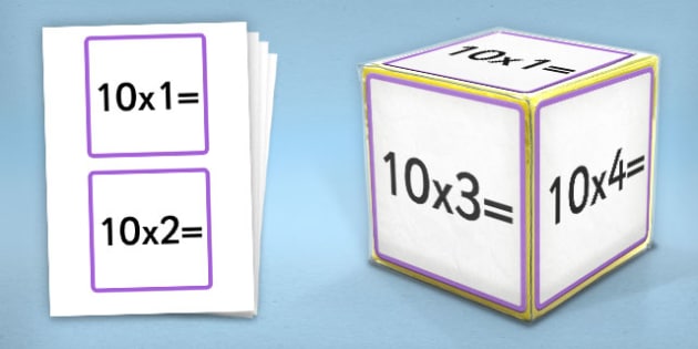 Giant Foam Dice Squares 10 Times Tables (teacher made)