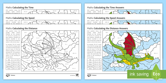 Maths Speed, Distance and Time Colour by Number