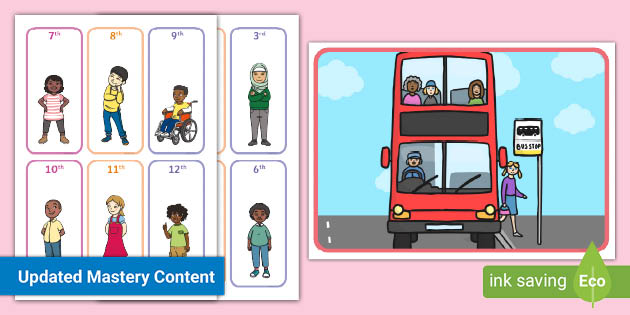 Bus Stop Ordinal Number Queue (teacher made)
