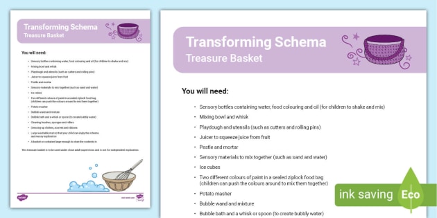 Transforming Schema Treasure Basket Ideas (teacher made)