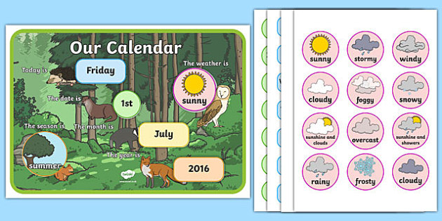 Woodland Themed Days of the Week Display Calendar - woodland, display