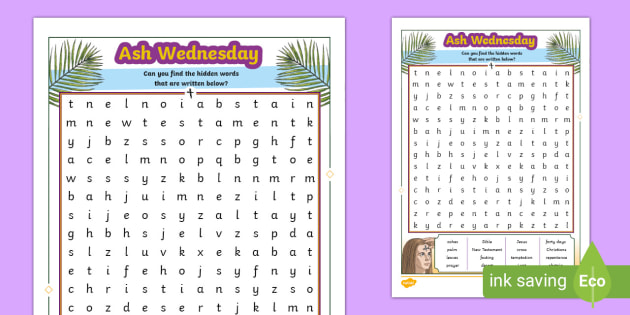 KS2 Ash Wednesday Word Search (teacher made)