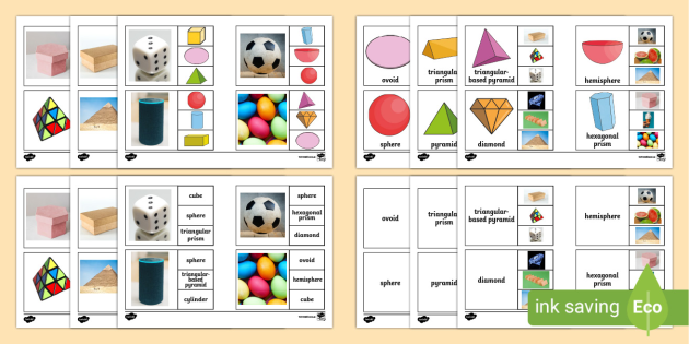 3D Shape Matching Cards | Year 3-6 | Maths
