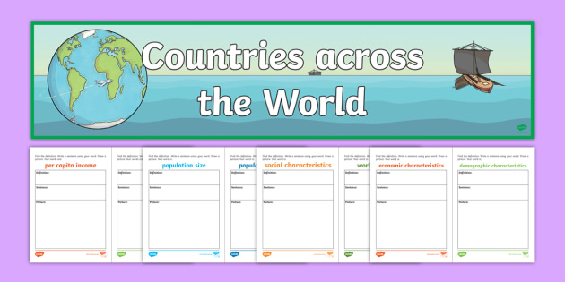 Countries Across the World Word Wall Activity Display Pack