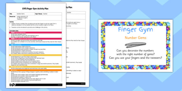 Eyfs Number Gems Finger Gym Activity Plan And Prompt Card Pack