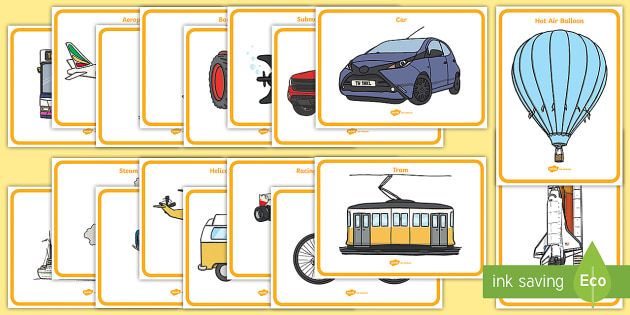Transport Display Posters - Transport Flash Cards