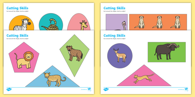 Safari Themed Cutting Skill Worksheet / Worksheets- jungle, fine motor ...