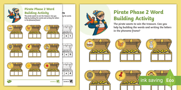 Pirates Phase 2 CVC Word Building Activity (Teacher-Made)