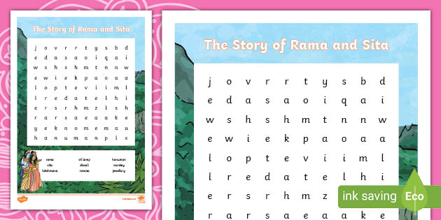 The Story of Rama and Sita Differentiated Wordsearch - diwali