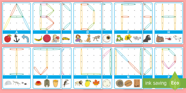 Uppercase Alphabet Geoboard Challenge Cards