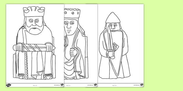 The Lewis Chessmen Outline Template (teacher made)