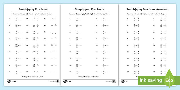 Simplifying Fractions - Intermediate Phase (teacher made)