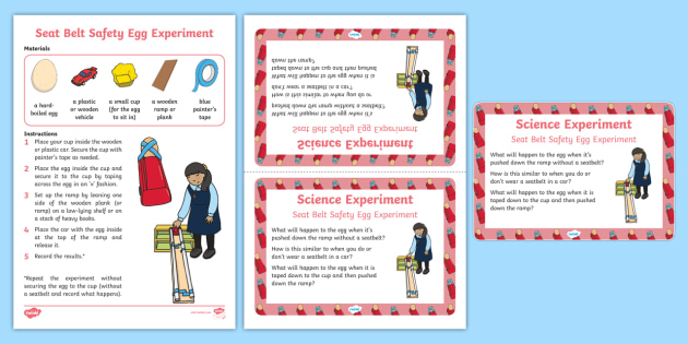 Seatbelt Safety Egg Science Experiment and Prompt Card Pack