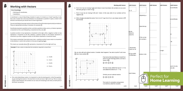 Parallel Vectors Worksheet Vectors (Workbook With Solutions)