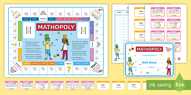 4-Digit Addition Mathopoly Board Game (teacher made)