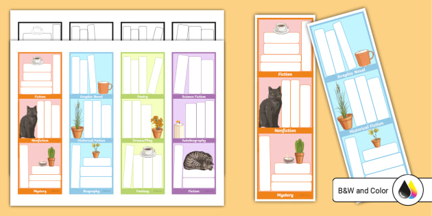 Bookcase Reading Log Bookmark With Genres (teacher made)