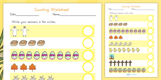 Easter Counting Worksheet (teacher made)