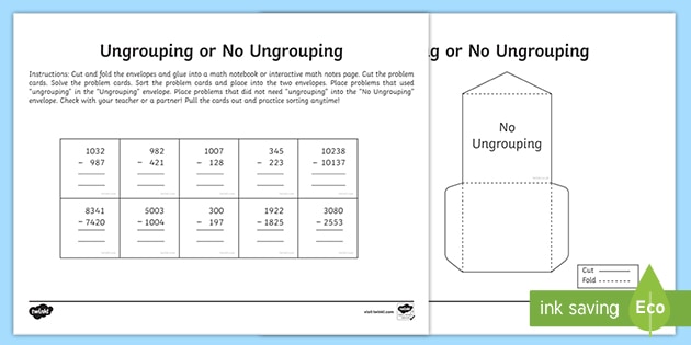 Regrouping Subtraction Interactive Math Activity