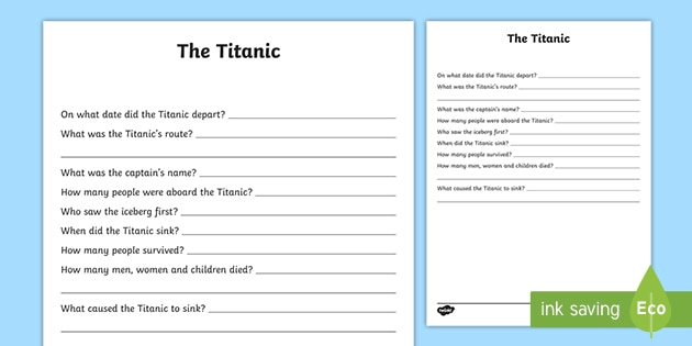 The Titanic KS2 Research Writing Frames